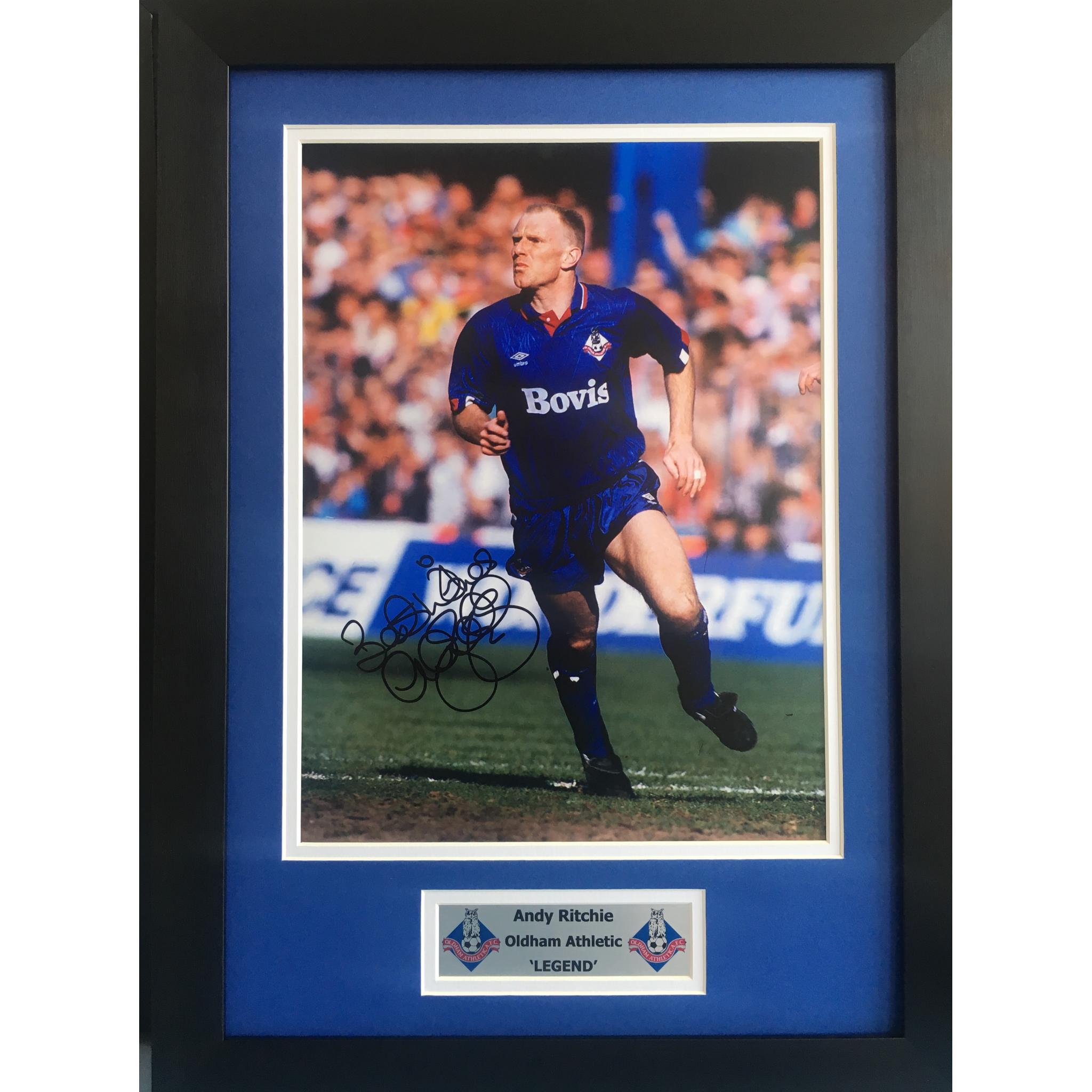Andy Ritchie Signed Oldham Athletic Photo Display